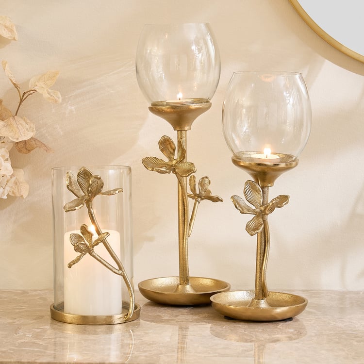 Buy Hoovu Nola Glass and Metal Floral Votive Candle Holder from Home ...