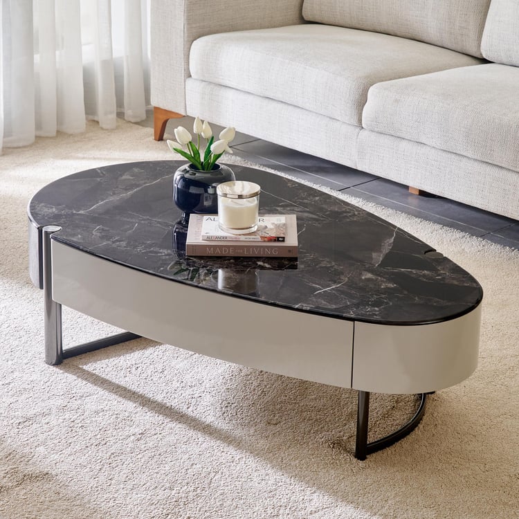 Marble top coffee table black legs store