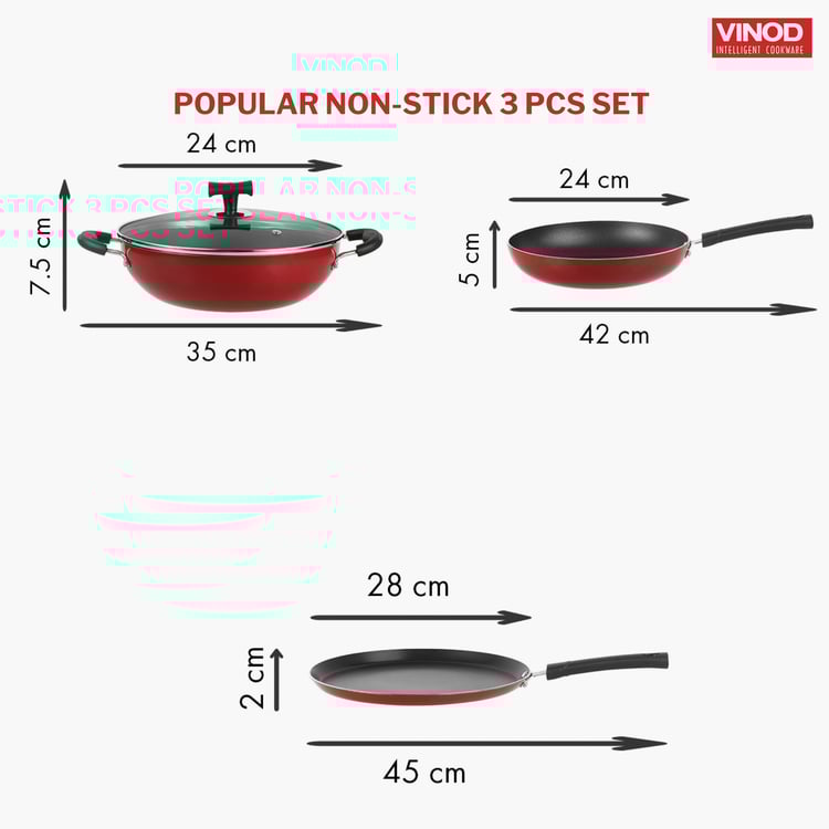Buy VINOD Popular 3Pcs Aluminium Non-Stick Cookware Set from Vinod at ...