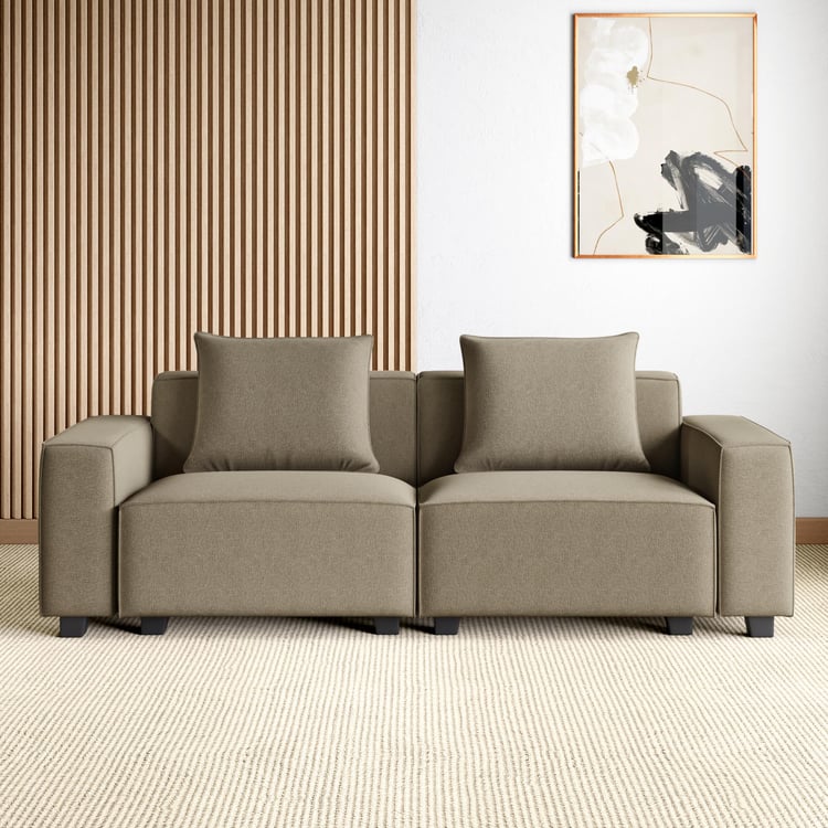 Buy Helios Brigade Fabric 2-Seater Sofa with Cushions - Brown from ...