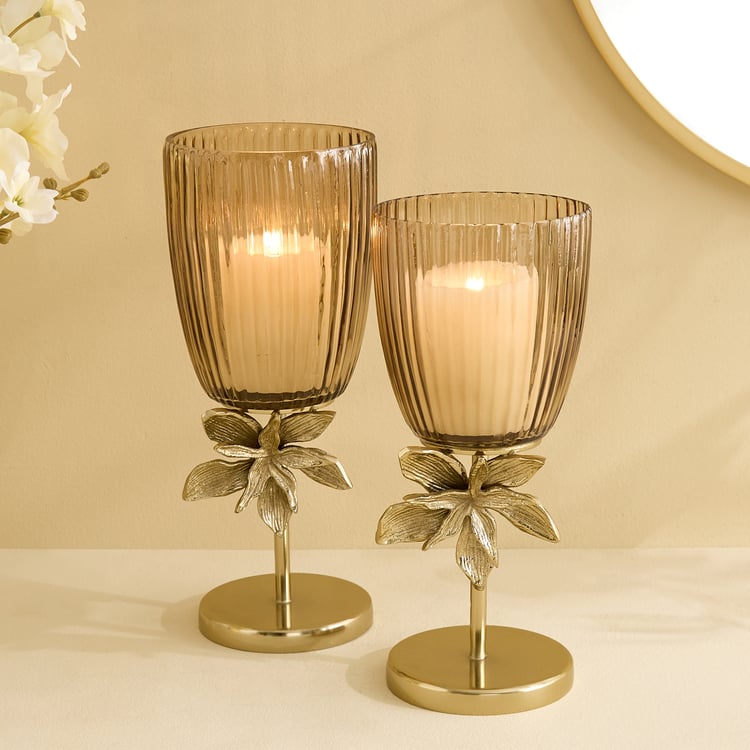 Buy Brill Brew Ribbed Glass Floral Candle Holder - Large from Home ...