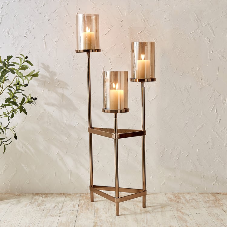 Buy Monalisa Aluminium and Glass Multi Pillar Floor Candle Holder ...
