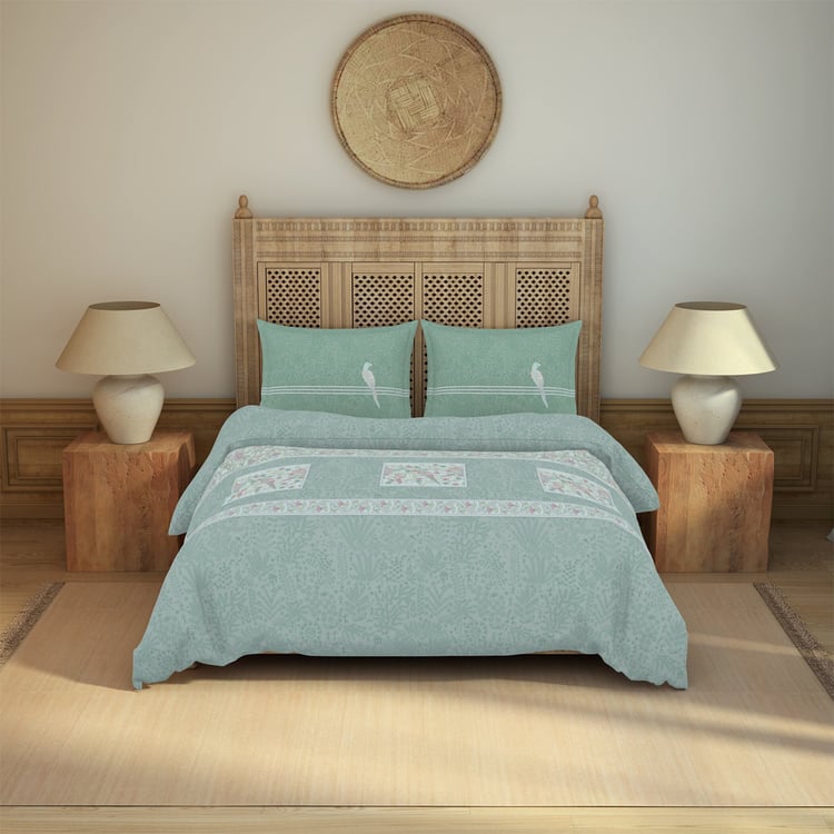 Buy SPACES Rangana 210TC Cotton Printed 3Pcs Super King Bedsheet Set ...