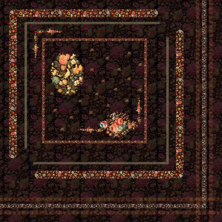 Buy SPACES Rangana Cotton 300TC Floral Print 3Pcs Super King Bedsheet ...