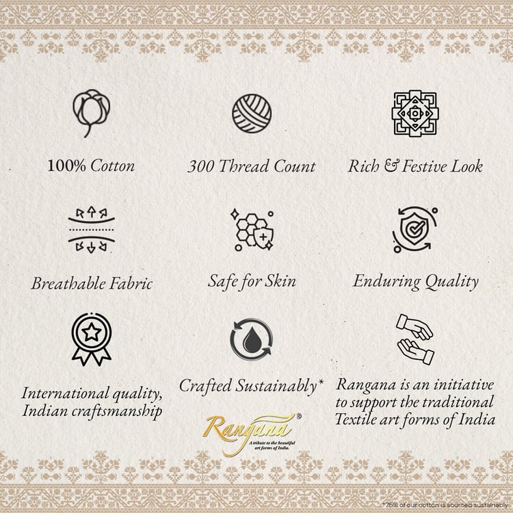 Buy SPACES Rangana Cotton 300TC Floral Print 3Pcs Super King Bedsheet ...