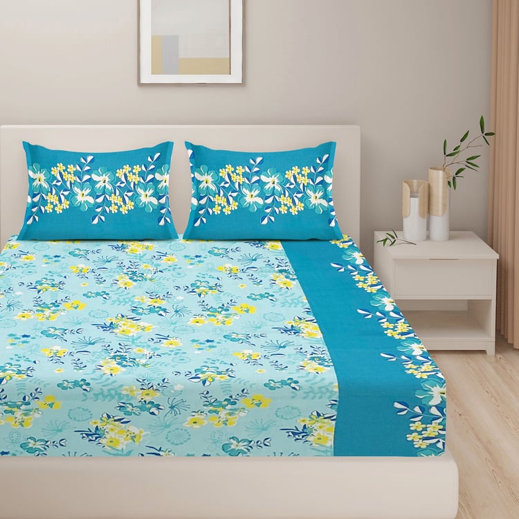 Buy SWAYAM Midas Monalisa Cotton 120TC Floral Print 3Pcs Queen Bedsheet Set from Swayam at just ...