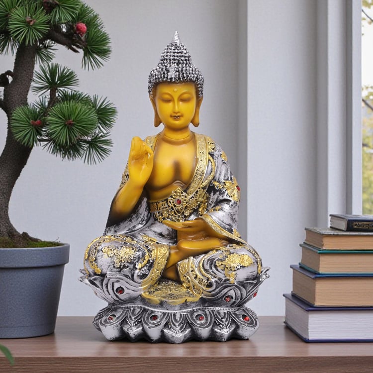 Buy VEDAS Mystical Indian Polyresin Buddha on Flower Figurine - Small ...