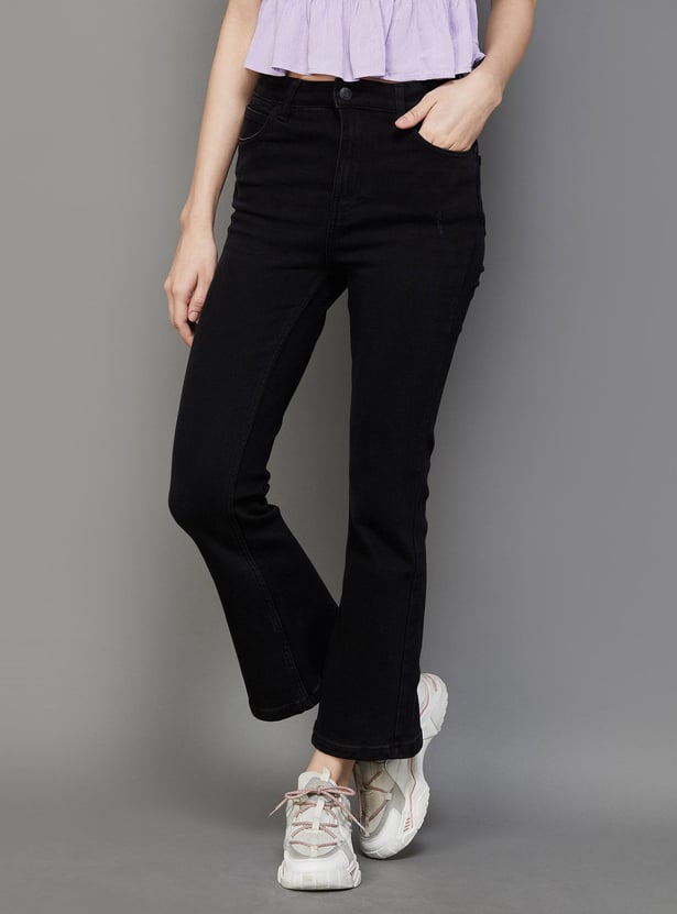 Buy GINGER Women Solid Regular Fit Flared Jeans from Ginger at just INR ...