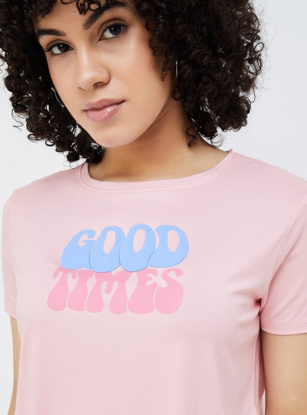 Buy GINGER Women Typographic Printed Regular Fit Cropped T-shirt from ...