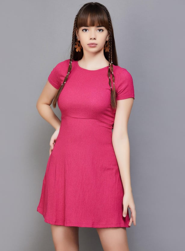 Buy GINGER Women Textured Fit and Flare Dress from Ginger at just INR ...