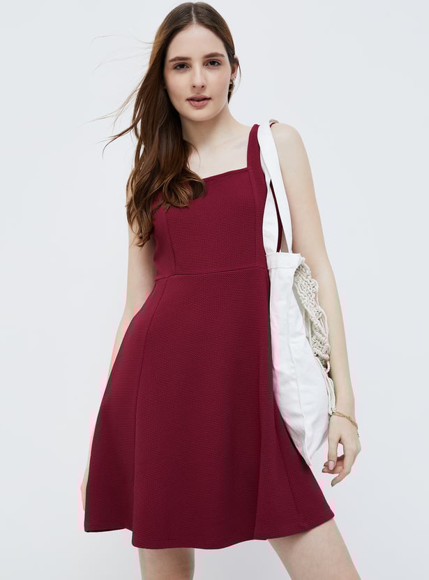 Buy GINGER Women Solid Fit and Flare Dress from Ginger at just INR 799.0