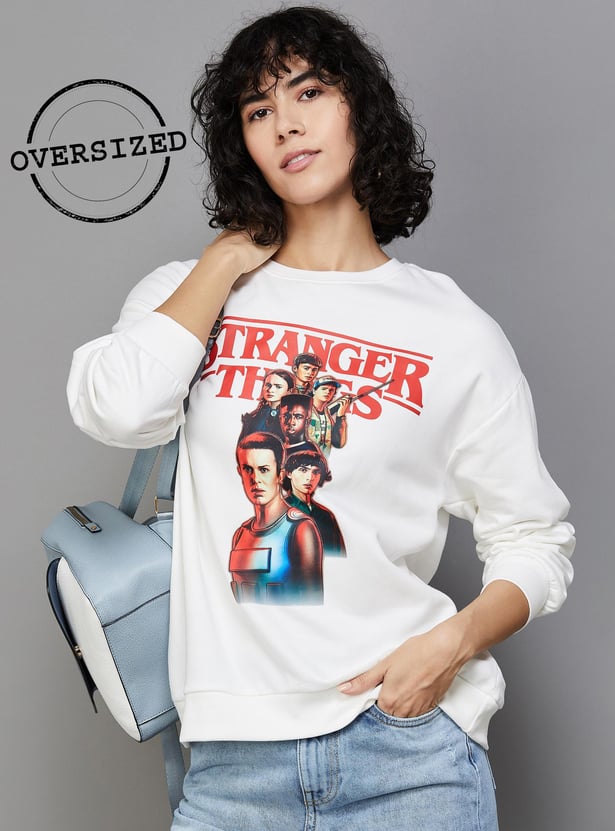 Buy GINGER Women Stranger Things Printed Pullover Sweatshirt from ...
