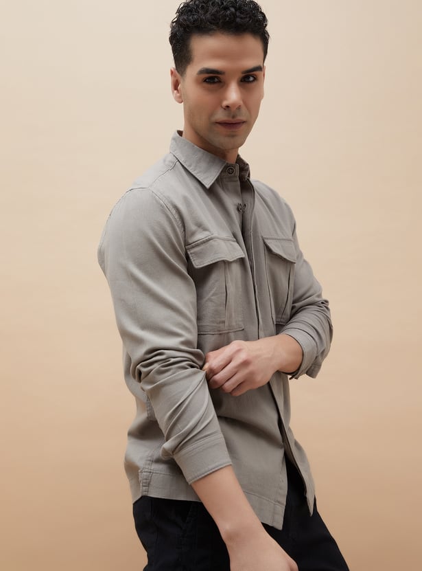 Buy CODE UNWIND Solid Regular Fit Shacket from Code Unwind at just INR ...