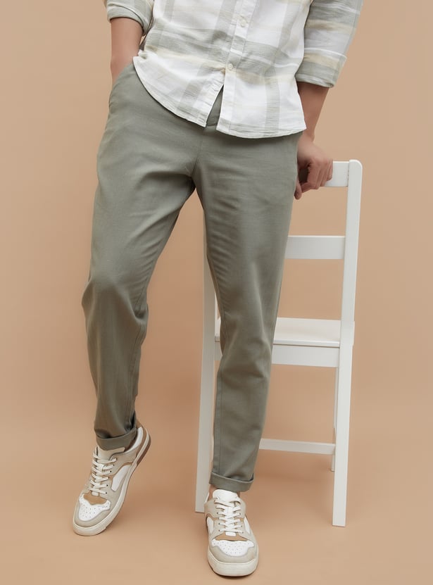 Buy CODE UNWIND Solid Regular Fit Trousers from Code Unwind at just INR ...