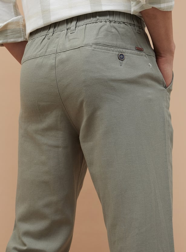 Buy CODE UNWIND Solid Regular Fit Trousers from Code Unwind at just INR ...