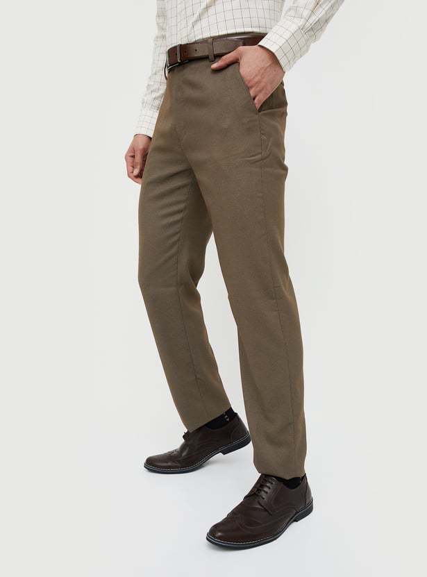 Buy CODE Men Solid Regular Fit Formal Trousers from CODE at just INR 999.0