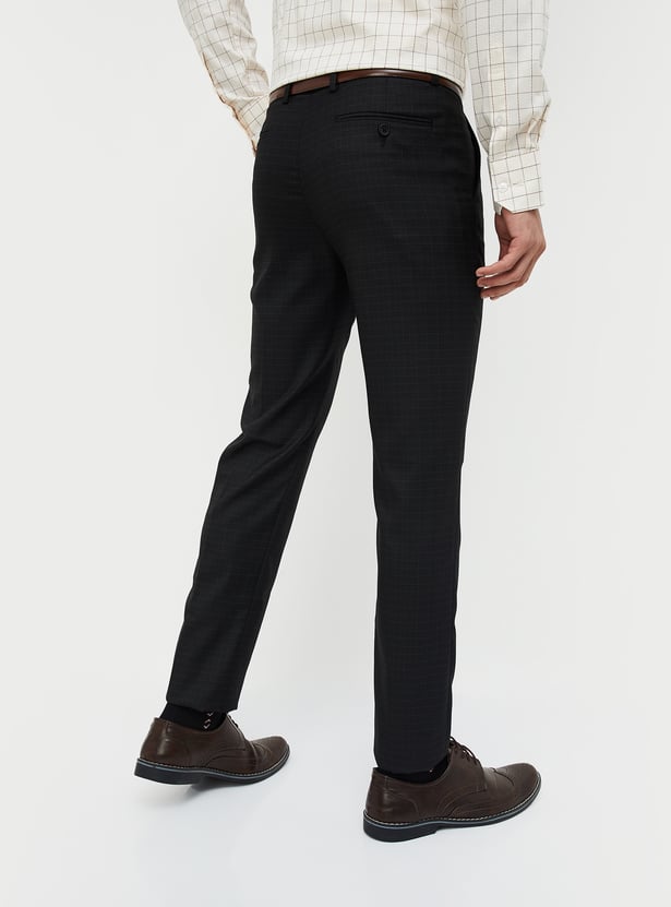 Buy CODE Men Checked Slim Tapered Formal Trousers from CODE at just INR ...