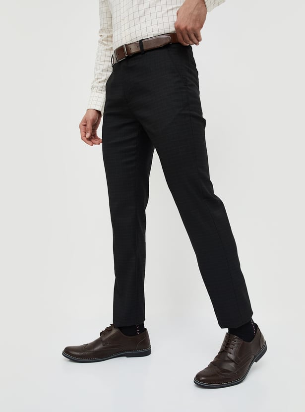 Buy CODE Men Checked Slim Tapered Formal Trousers from CODE at just INR ...