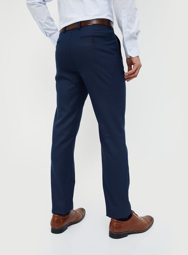 Buy CODE Men Checked Slim Tapered Formal Trousers from CODE at just INR ...