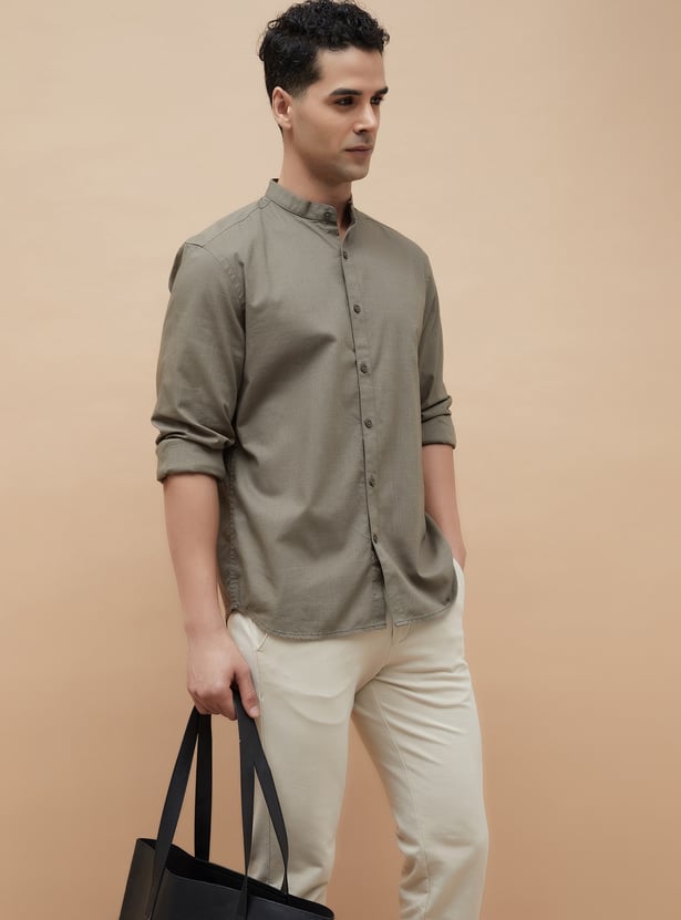 Buy CODE UNWIND Solid Regular Fit Shirt from Code Unwind at just INR 999.0