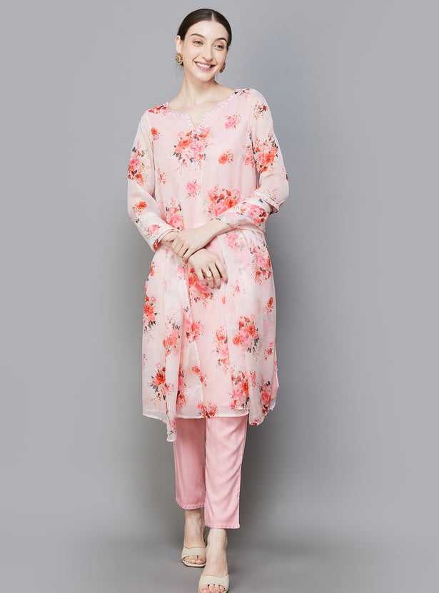 Buy AURELIA Women Floral Printed Straight Kurta Set from Aurelia at ...