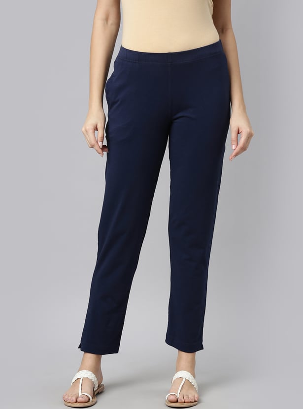 Buy GO COLORS Women Solid Straight Pants from Go_Colors at just INR 899.0