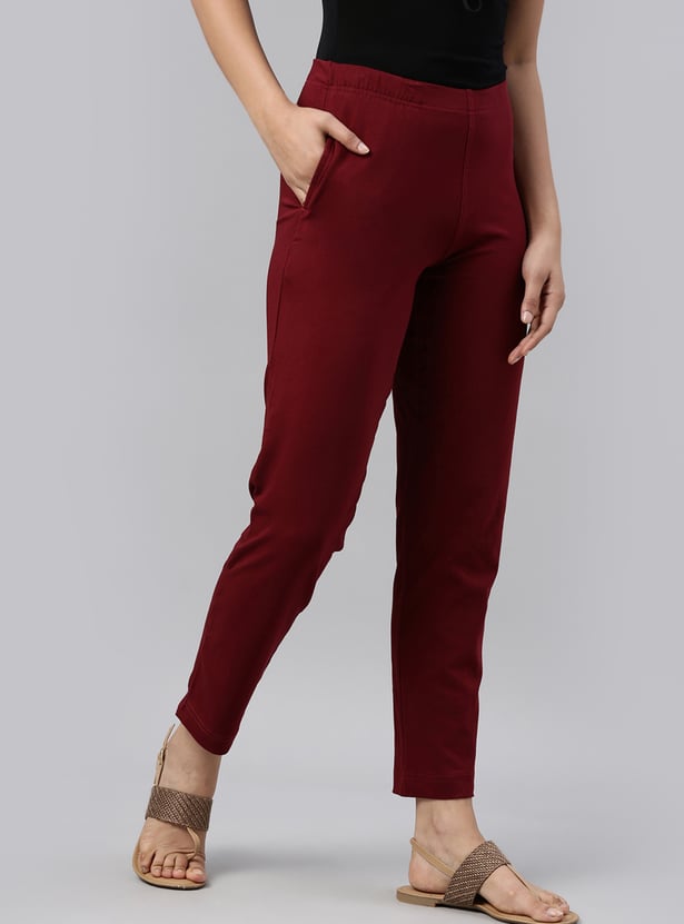 Buy GO COLORS Women Solid Straight Pants from Go_Colors at just INR 899.0