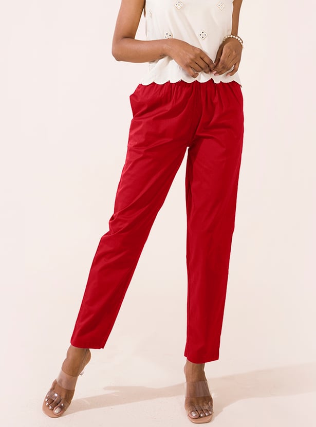 Buy GO COLORS Women Solid Straight Pants from Go_Colors at just INR 799.0