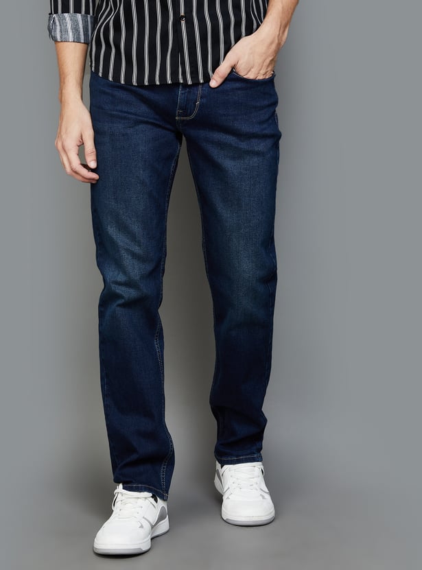 Buy FLYING MACHINE Men Dark Wash Slim Straight Jeans from Flying ...