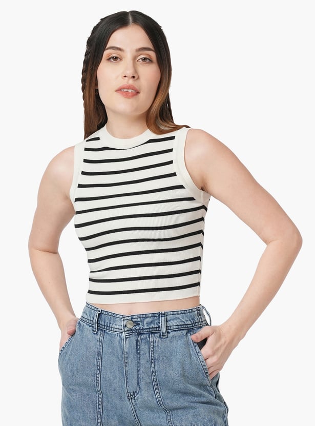 Buy KRAUS Women Striped Crop Tank Top from Kraus at just INR 999.0