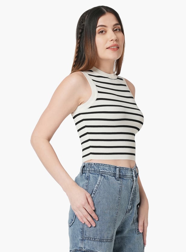 Buy KRAUS Women Striped Crop Tank Top from Kraus at just INR 999.0