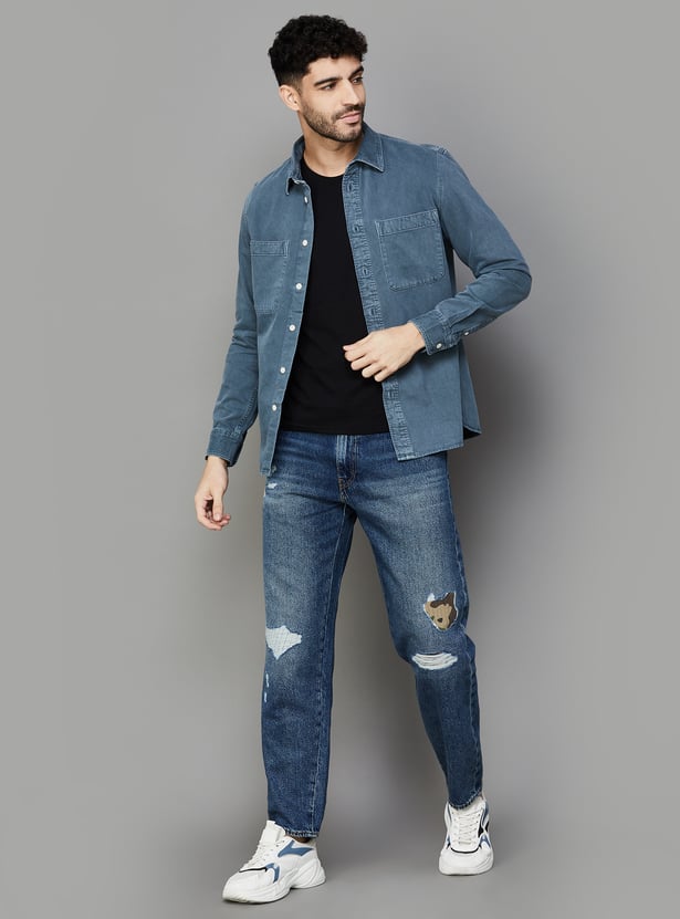 Buy CELIO Solid Regular Fit Denim Shirt from Celio at just INR 3299.0