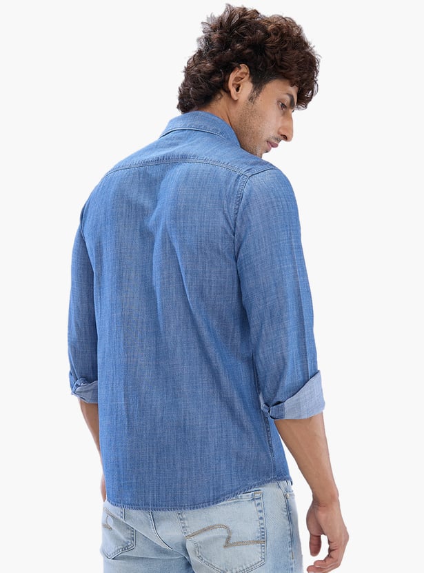 Buy SPYKAR Solid Denim Slim Fit Shirt from Spykar at just INR 3099.0