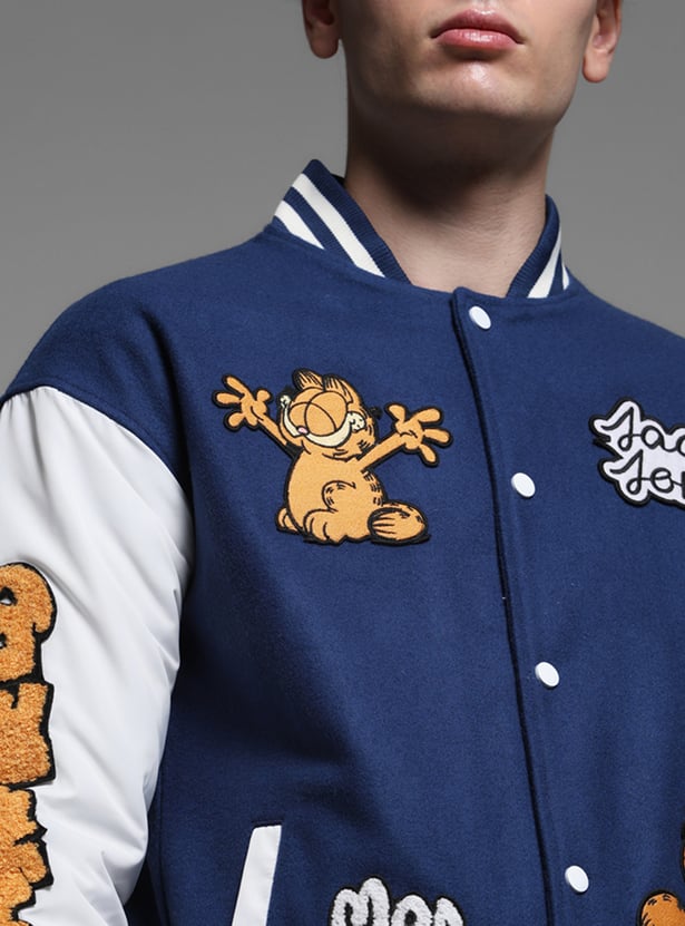 Buy JACK & JONES x Garfield Applique Bomber Jacket from JACK & JONES at ...