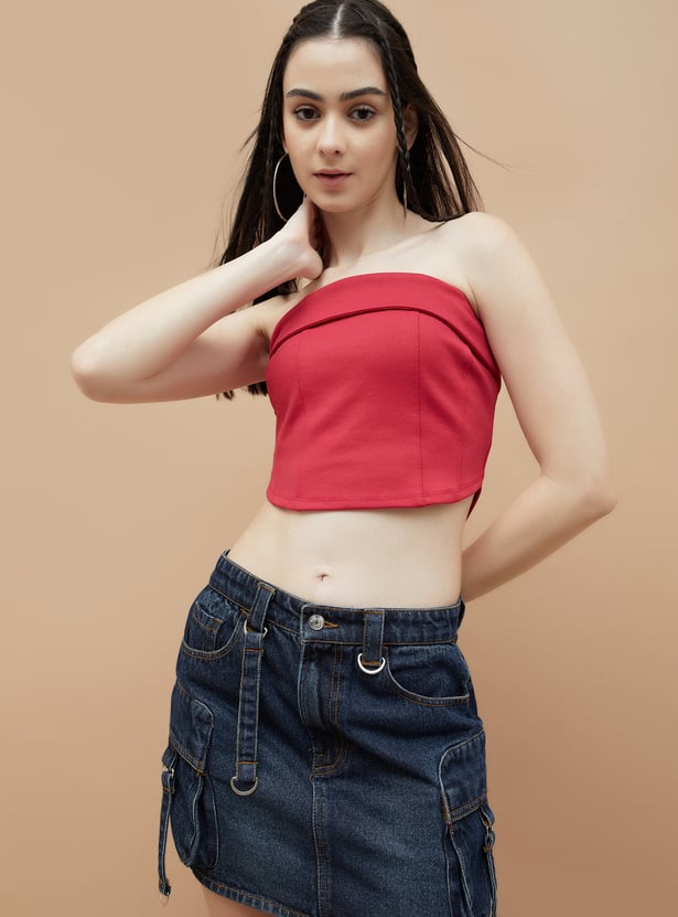 Buy GINGER Solid Bandea Cropped Top from Ginger at just INR 1299.0