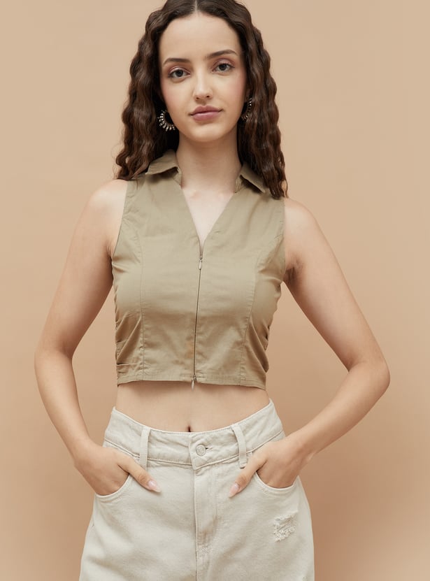 Buy GINGER Solid Crop Top from Ginger at just INR 1199.0