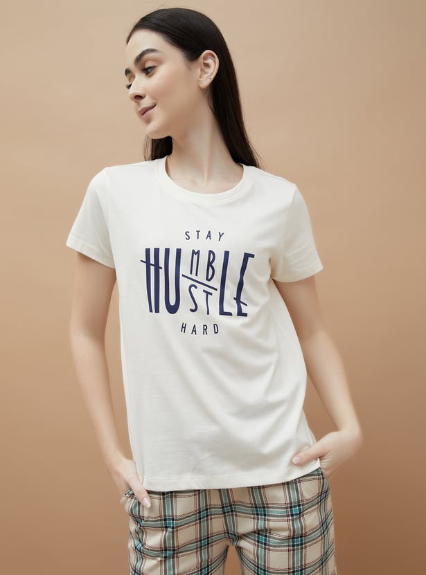 Buy GINGER Typographic Print Regular Fit T-shirt from Ginger at just ...