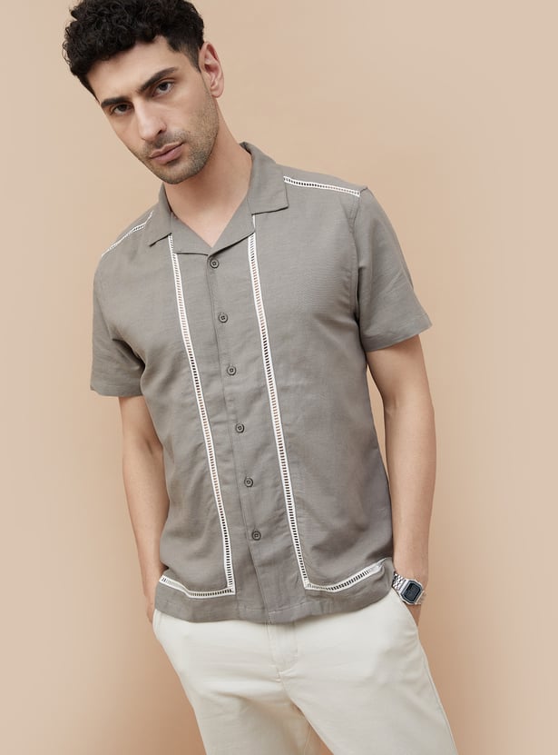 Buy CODE UNWIND Lace Trim Cuban Collar Shirt from Code Unwind at just ...