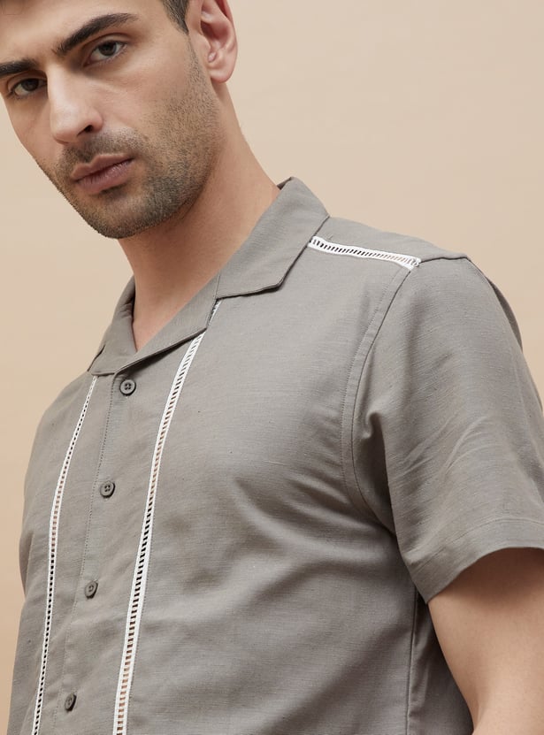 Buy CODE UNWIND Lace Trim Cuban Collar Shirt from Code Unwind at just ...