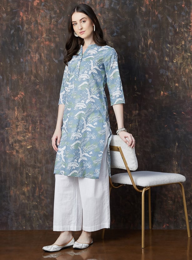 Buy MELANGE Floral Print Straight Kurta from Melange at just INR 599.0