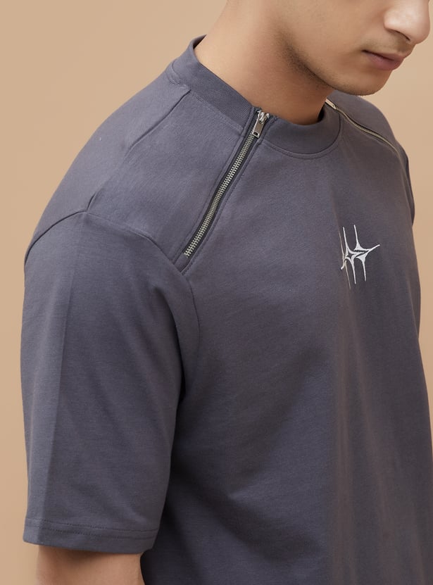 Buy FORCA NXT Zip-Detailed T-shirt from Forca at just INR 999.0