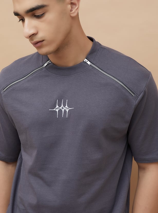 Buy FORCA NXT Zip-Detailed T-shirt from Forca at just INR 999.0