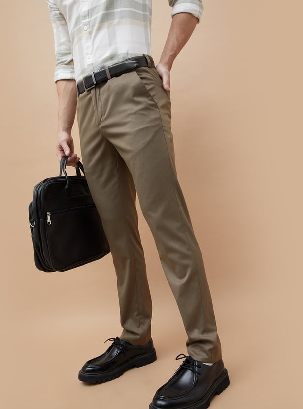 Buy CODE Solid Regular Fit Formal Trousers from CODE at just INR 1699.0