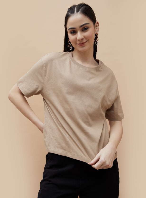 Buy FAME FOREVER Solid T-shirt from Fame Forever at just INR 299.0