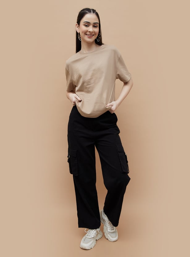 Buy FAME FOREVER Solid T-shirt from Fame Forever at just INR 299.0