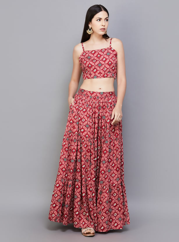Buy GLOBAL DESI Ethnic Motifs Printed Skirt Set from Global Desi at ...