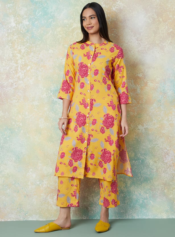 Buy MELANGE Floral Print Straight Kurta Set from Melange at just INR 1599.0