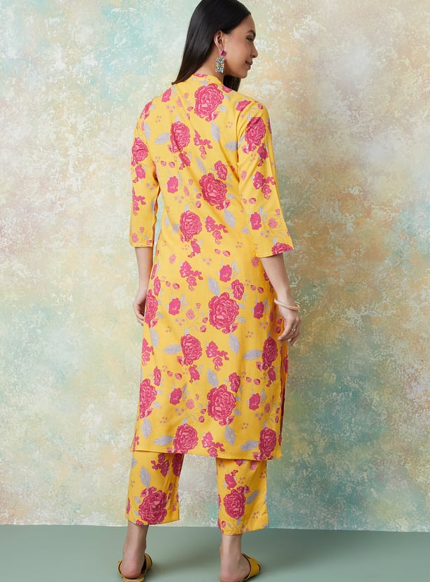 Buy MELANGE Floral Print Straight Kurta Set from Melange at just INR 1599.0