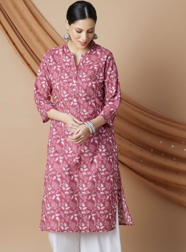 Buy MELANGE Floral Printed Straight Kurta from Melange at just INR 599.0