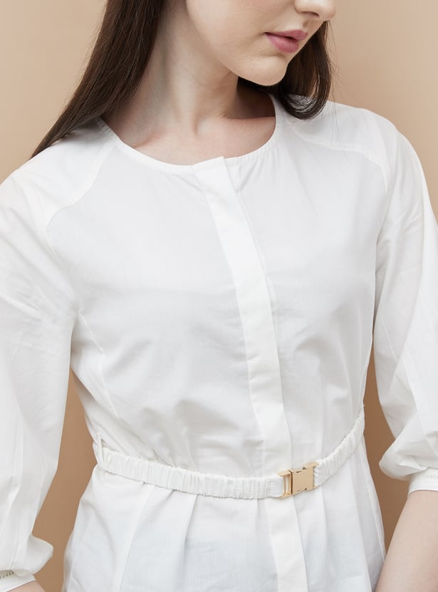 Buy CODE CLASSIC Solid Belted Top from Code Classic at just INR 1499.0